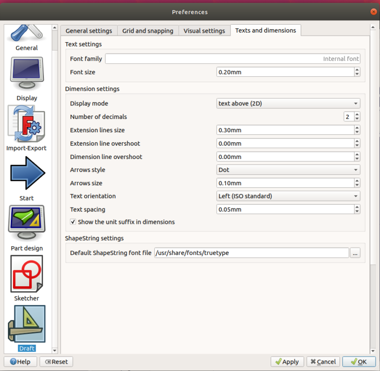 Freecad Font Path Set-up for Text String Shapes.